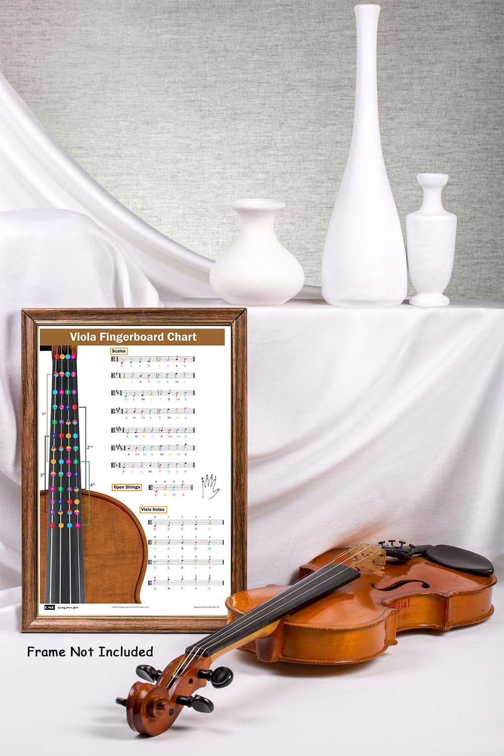 Viola Fingering Chart with Color-Coded Notes, Viola Scales Techniques Suitable for All Levels, Made in the USA