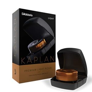 d'addario violin rosin - cello rosin - kaplan premium light rosin with case for violin, viola, cello - for horsehair or synthetic bows