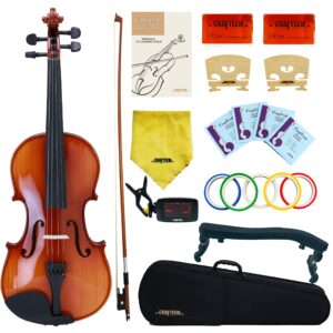 crafteem spruce and maple solid wood violin outfit for beginner kids & adults -craft your perfect sound and begin your musical journey with confidence.