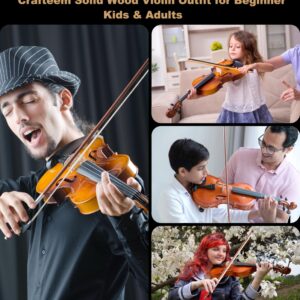 Crafteem Spruce and Maple Solid Wood Violin Outfit for Beginner Kids & Adults -Craft Your Perfect Sound and Begin Your Musical Journey with Confidence.