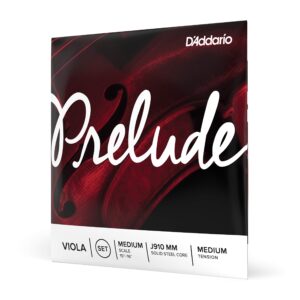 d'addario prelude viola string set, medium scale medium tension – solid steel core, warm tone, economical and durable – educator’s choice for student strings – sealed pouch to prevent corrosion, 1 set