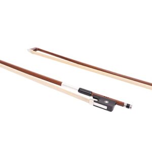 mi&vi ab-510 brazilwood viola bow for 14"-17" violas (full size) with ebony frog | octagonal silver mount | well balanced | light weight | mongolian horse hair - mivi music