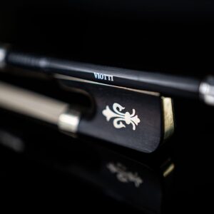 Viotti Carbon Fiber Viola Bow, Hand Crafted by Professional Bow Makers, Strong, Stiff & Well Balanced, Made with Mongolian Horse Hair, for Violist of All Skill Levels (Fleur de lis)