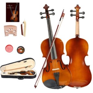 belanitas kids violin for beginners full size violin for kids ages 9-12 kids 4/4 violin fiddle kids violin beginner with hard case, bow and rosin, student violin, natural