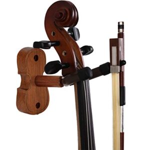 violin wall mount violin hanger with bow hook home & studio rosewood violin/viola stand (rosewood ma-r5)2