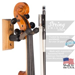 String Swing Violin and Viola Hanger Wall Mount for Home and Studio Music Room Decor Turn Your Instrument Into Art and Practice More (CC01V-C)