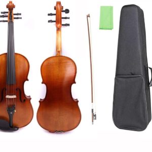 5 String Viola 16 inch Maple Wood Back Spruce Wood Top Ebony Wood Fingerboard & Tailpiece & Chin Rest Full size Viola with Bow and Backpack (5 String 16 inch)