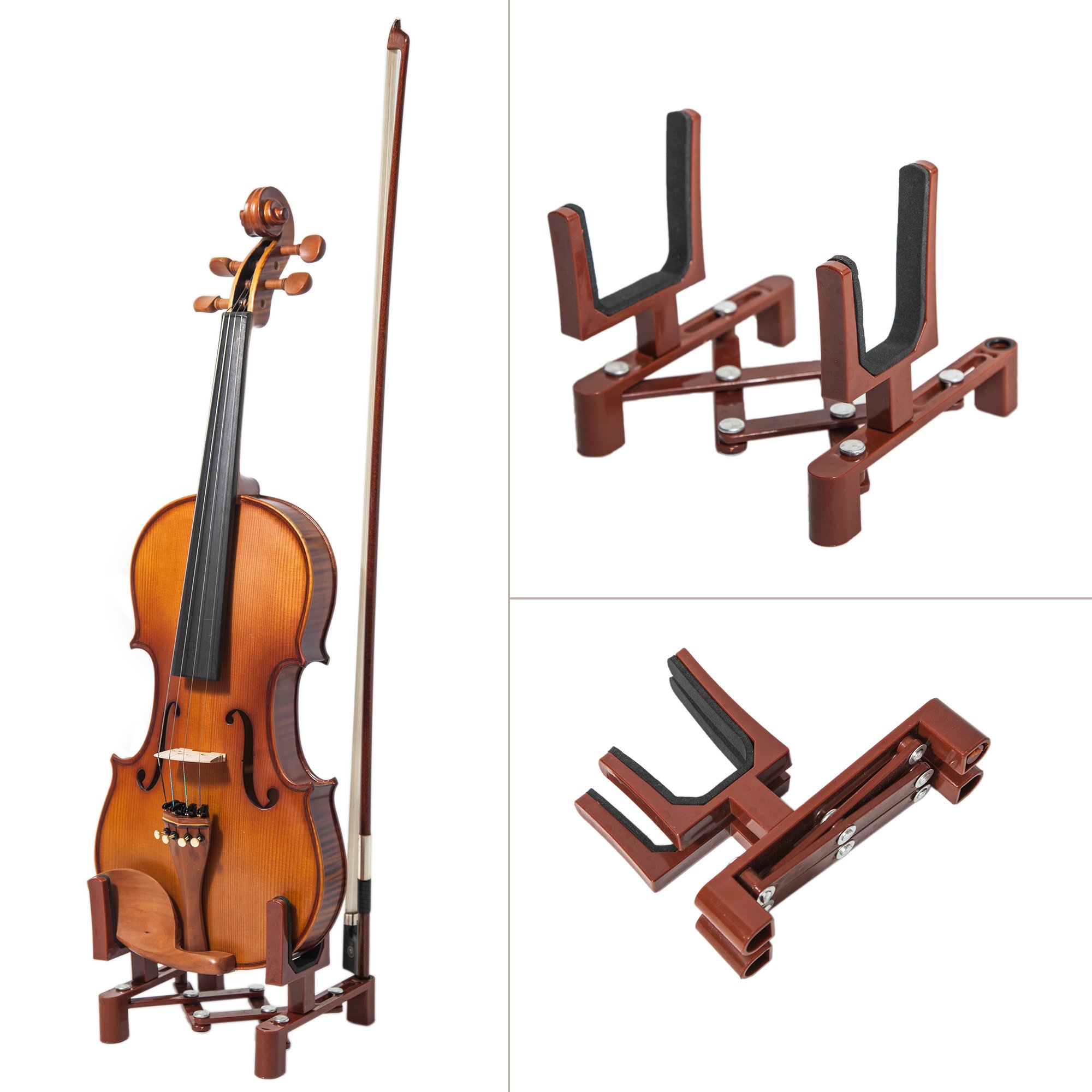 SKY Brand Violin Viola Stand Lightweight and Foldable (Burgundy)