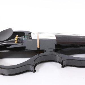 Yinfente 16inch Electric Viola solid wood with ebony viola fingerboard, chin rest, viola pegs, viola case bow, black silent voila for professional or beginners to practice (black)