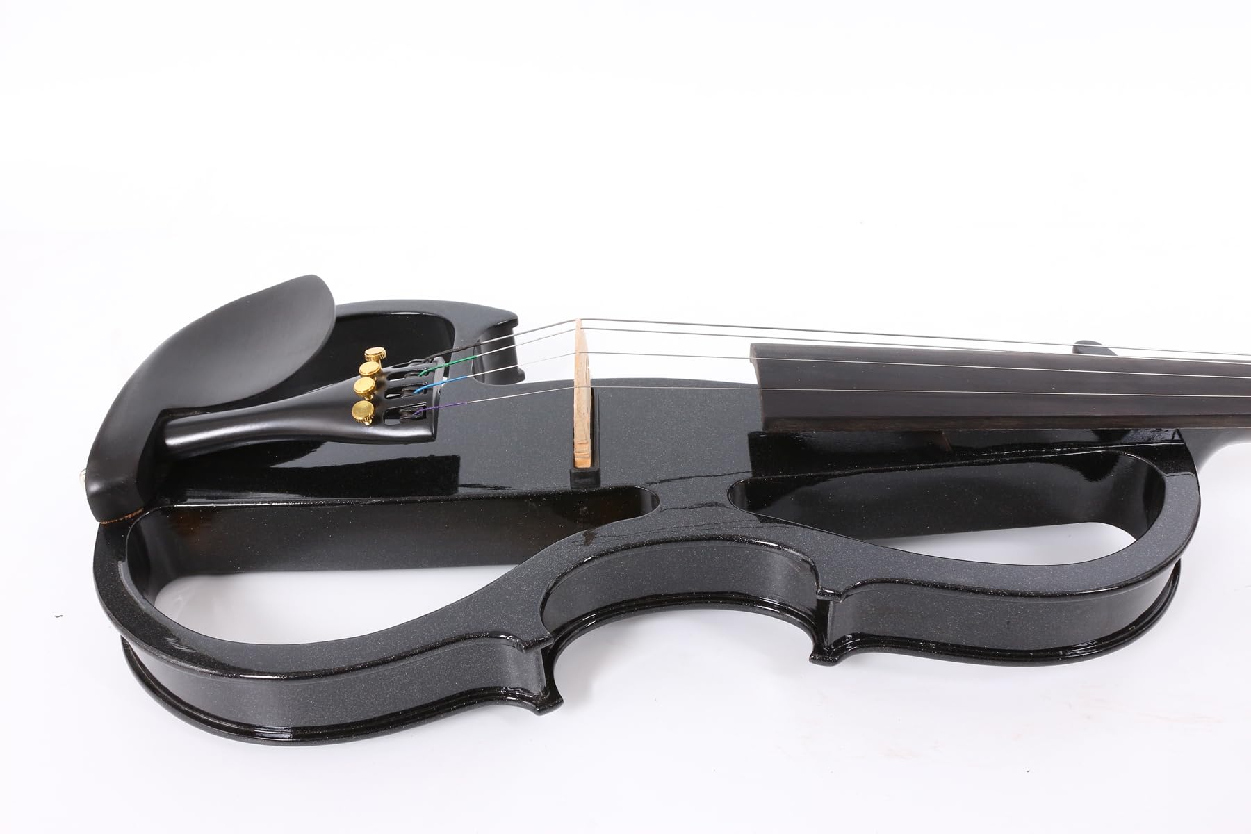 Yinfente 16inch Electric Viola solid wood with ebony viola fingerboard, chin rest, viola pegs, viola case bow, black silent voila for professional or beginners to practice (black)