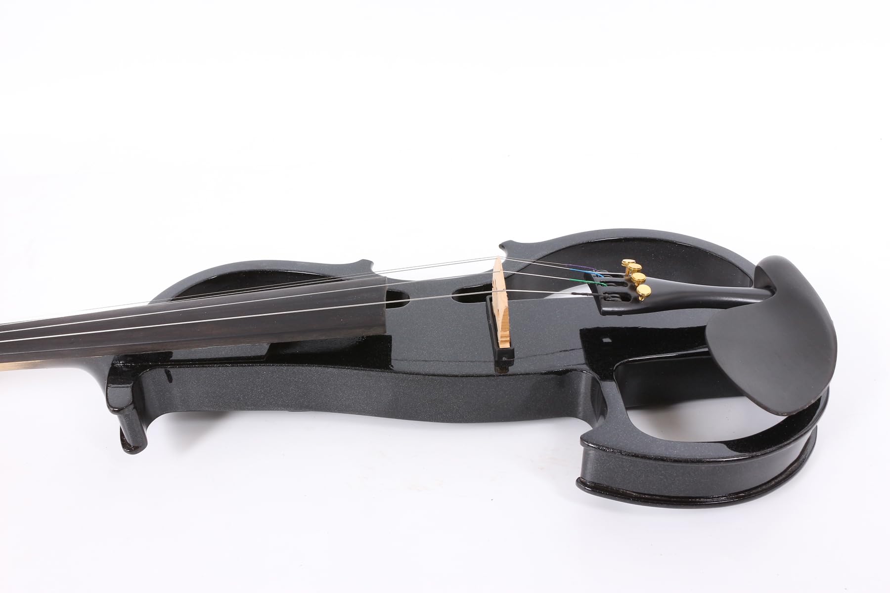 Yinfente 16inch Electric Viola solid wood with ebony viola fingerboard, chin rest, viola pegs, viola case bow, black silent voila for professional or beginners to practice (black)