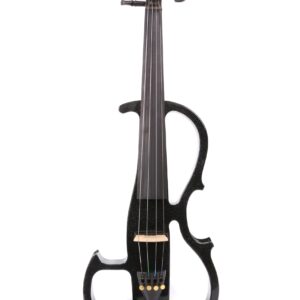 Yinfente 16inch Electric Viola solid wood with ebony viola fingerboard, chin rest, viola pegs, viola case bow, black silent voila for professional or beginners to practice (black)