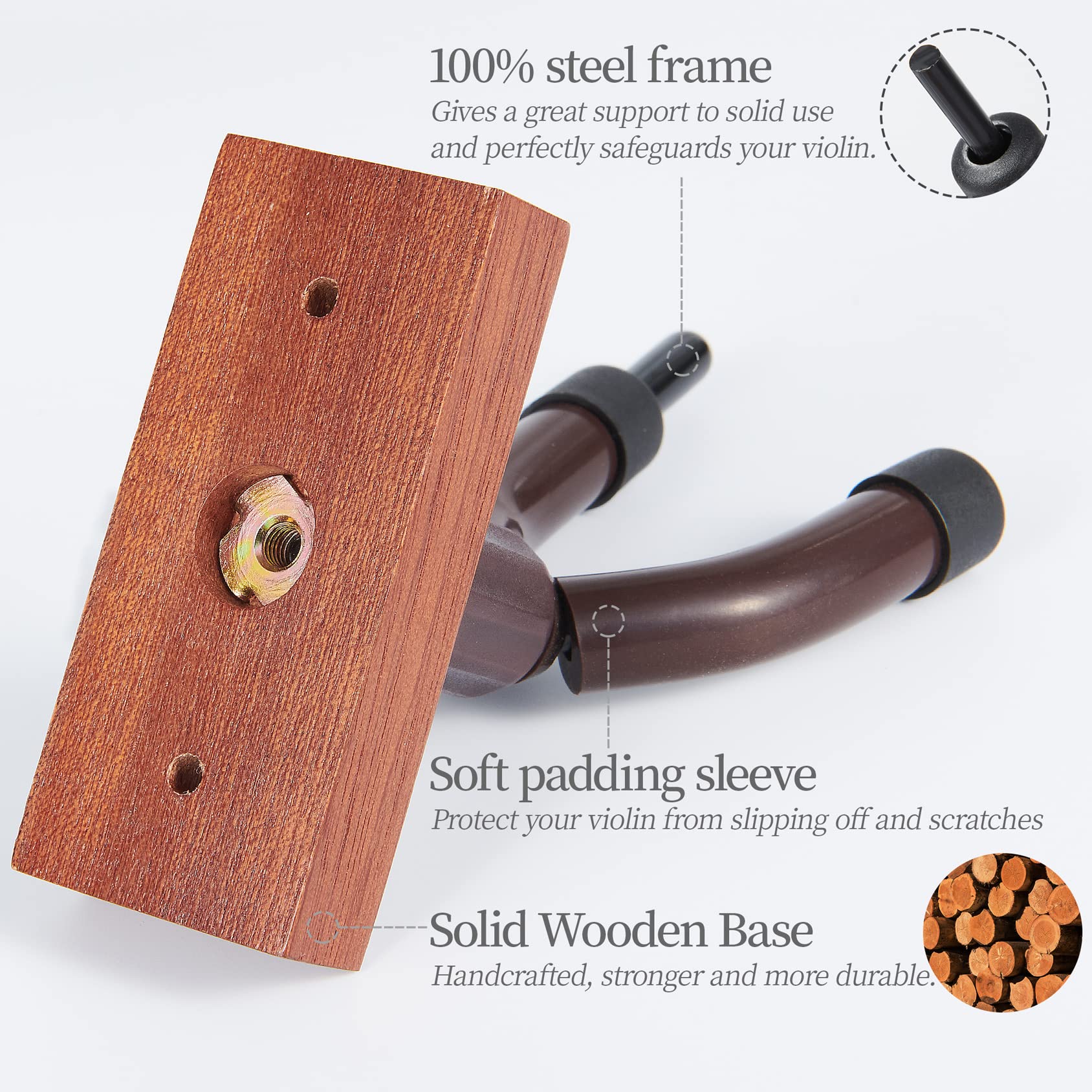 Violin Wall Mount,Violin Hanger - Mahogany Wood Violin Viola Hanger