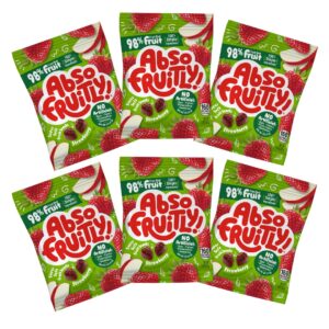 absofruitly! 98% real fruit snacks, deliciously sweet, soft, & chewy - plant based healthy snacks - individually wrapped gummy snacks for kids, 6 large fruit snack bags (1.8oz each)