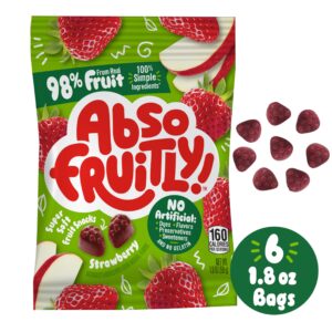 Absofruitly! 98% Real Fruit Snacks, Deliciously Sweet, Soft, & Chewy - Plant Based Healthy Snacks - Individually Wrapped Gummy Snacks for Kids, 6 Large Fruit Snack Bags (1.8oz each)