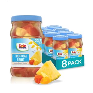 dole fruit jars, tropical fruit in 100% fruit juice, pineapple & papaya, gluten free, pantry staples, 23.5 oz resealable jars, 8 count