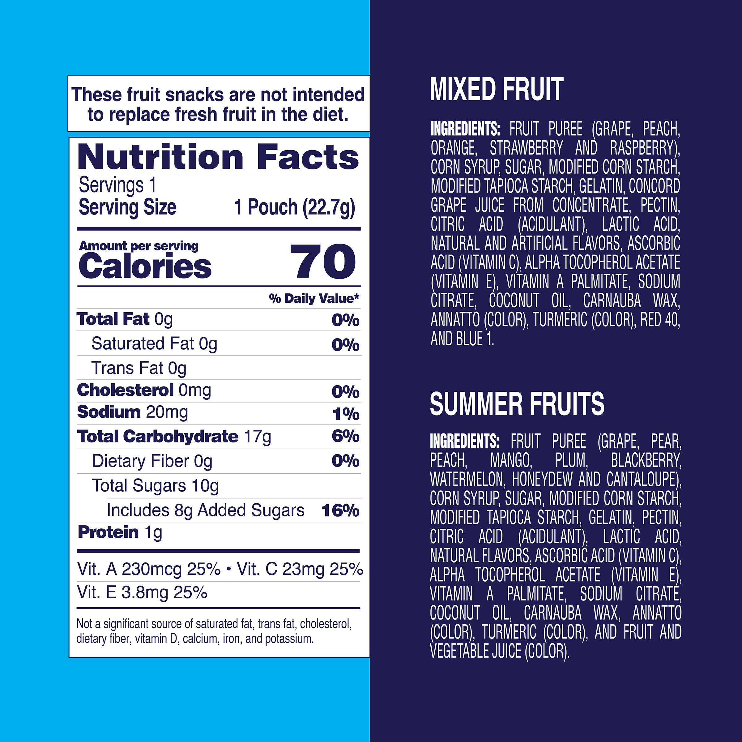 Welch's Fruit Snacks, Mixed Fruit & Summer Fruits Bulk Variety Pack, Perfect for School Lunches, Gluten Free, 0.8 oz Individual Single Serve Bags (Pack of 60)