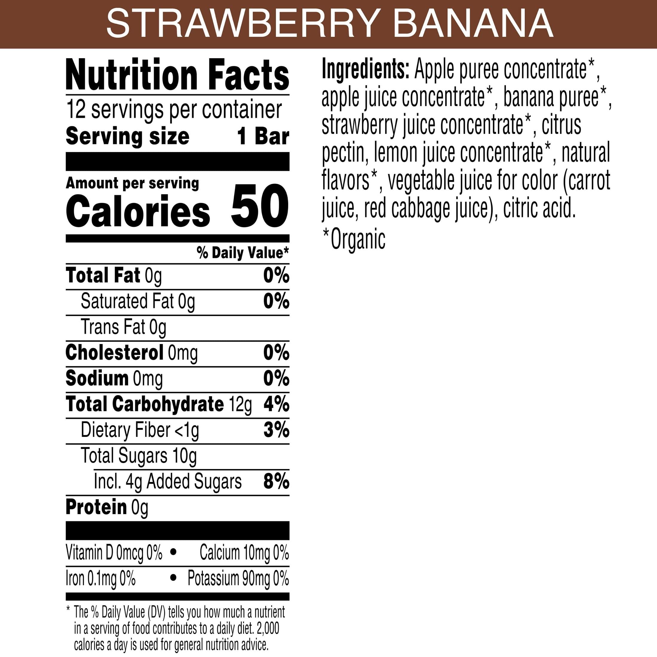 Pure Organic Layered Fruit Bars, Strawberry Banana, Gluten Free, Vegan Fruit Snacks (2 Boxes, 24 Bars)