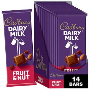 cadbury dairy milk fruit & nut milk chocolate candy bars, 3.5 oz (14 count)