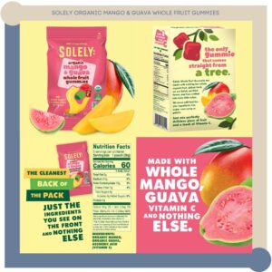 Solely Fruit Gummies Variety Pack of 4 Bundle - 1 of each flavor (Organic Mango, Mango and Orange, Mango and Guava, Mango and Passion Fruit) 13 oz total No Added Sugar Vegan Organic Whole Dried Fruit Snacks