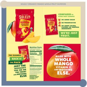 Solely Fruit Gummies Variety Pack of 4 Bundle - 1 of each flavor (Organic Mango, Mango and Orange, Mango and Guava, Mango and Passion Fruit) 13 oz total No Added Sugar Vegan Organic Whole Dried Fruit Snacks