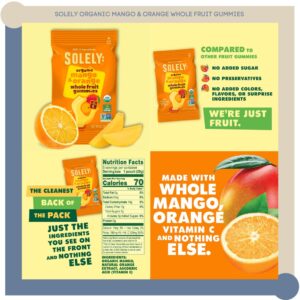 Solely Fruit Gummies Variety Pack of 4 Bundle - 1 of each flavor (Organic Mango, Mango and Orange, Mango and Guava, Mango and Passion Fruit) 13 oz total No Added Sugar Vegan Organic Whole Dried Fruit Snacks