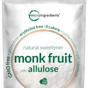 Monk Fruit Sweetener with Allulose, 2 lbs | No Erythritol | No Aftertaste, 1:1 White Sugar Substitute, Keto & Vegan Friendly, Zero Calorie | Great for Drinks, Coffee, Tea, Cookies | Non-GMO