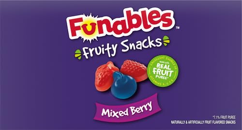 Funables Fruit Snacks, Mixed Berry Fruit Flavored Snacks, 0.8 ounce Pouches (Pack of 40)