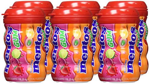 Mentos Sugar-Free Chewing Gum, Tropical, Red Fruit and Lime, Bulk, 50 Piece Bottle (Pack of 6)