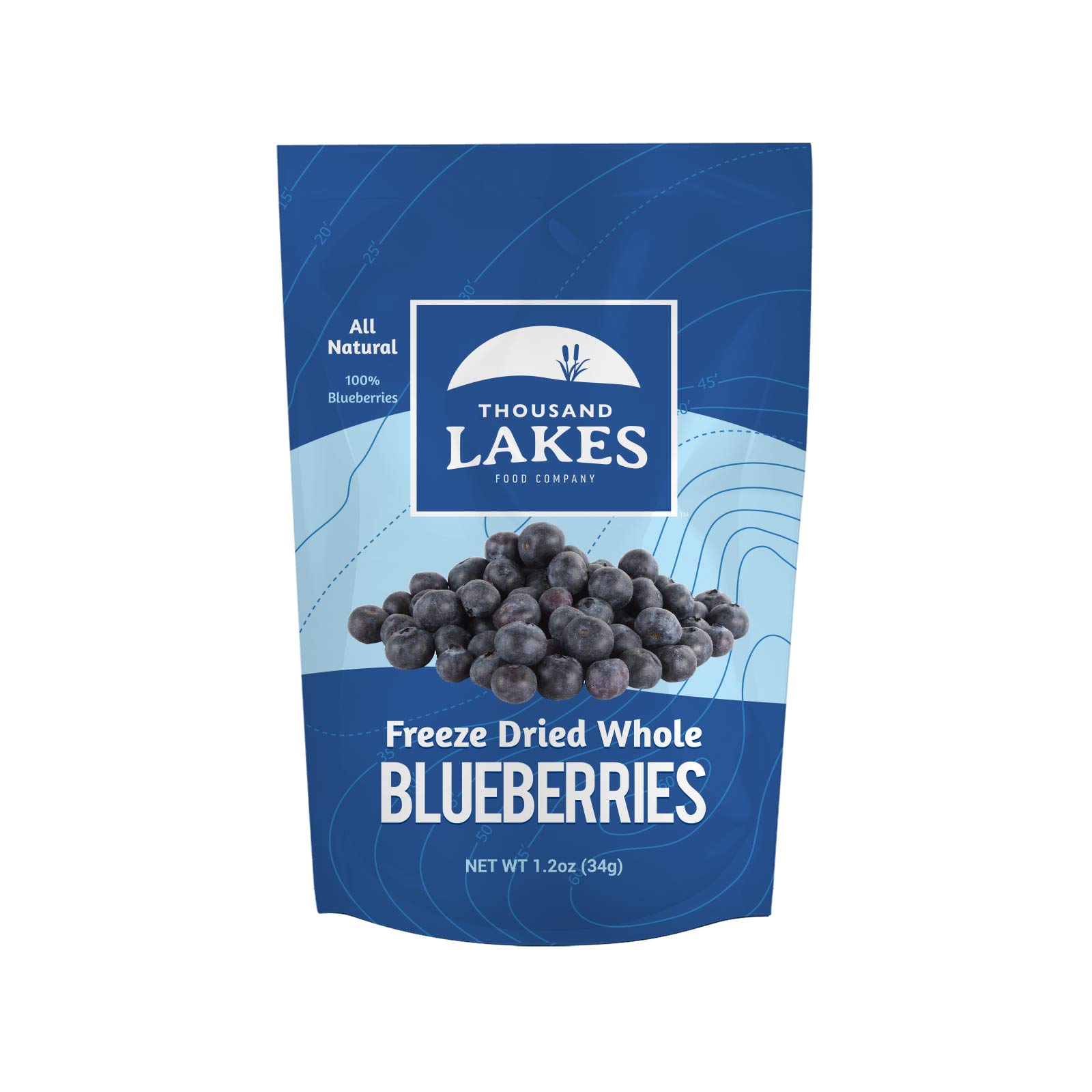 Thousand Lakes Freeze Dried Fruit - Blueberries 1.2 ounces | No Sugar Added | 100% Whole Blueberries