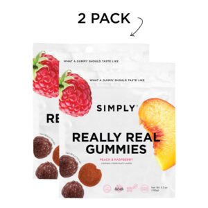 Simply Really Real Gummies | Made with Real Fruit | Peach and Raspberry | 5.3 oz (Pack of 2) | No Cane Sugar + Gluten Free + Kosher