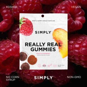 Simply Really Real Gummies | Made with Real Fruit | Peach and Raspberry | 5.3 oz (Pack of 2) | No Cane Sugar + Gluten Free + Kosher