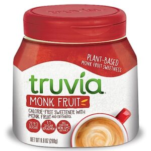 truvia calorie-free sweetener from the monk fruit spoonable, 9.8 oz monkfruit jar