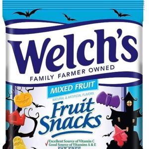 Halloween Treats Fruit Snack Welch's Gummy Flavor | 85 Fun Size Pouch - 0.5 Ounce Each | Shapes - Ghost Bat Jack-O-Lantern Witches Haunted House | Trick Treat Party Event - Muchai Card & Bag Included