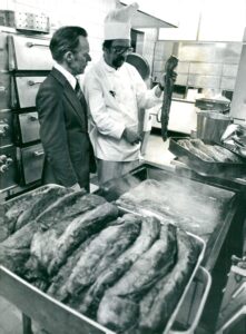 vintage photo of uppsala university 500 years. dir. folke gyllstr246;mmer watches when chef karl-erik wacander cooks 250 kg ox fillet from 80 oxs