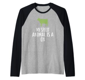 my spirit animal is a ox t-shirt funny oxs raglan baseball tee