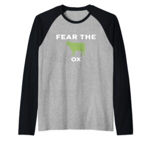 fear the ox t-shirt oxs raglan baseball tee