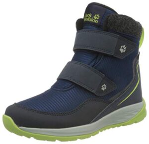 jack wolfskin polar bear texapore mid hiking boot, blue/lime, 12 us unisex big kid