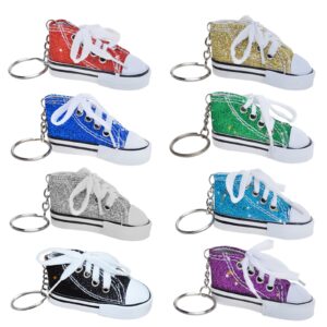 muka 24pcs mini canvas sneaker keychains, 3" shoes key ring, festival decorations for party - random colors