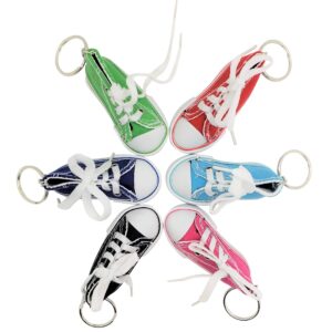 Zugar Land 12 Pack Random Colors. Miniature Sneaker Shoes Keychains (3") 6 Colors: Pink, Light Blue, Green, Red, Blue, Black. Backpacks, Key Chains (12 Pack - Random Colors)