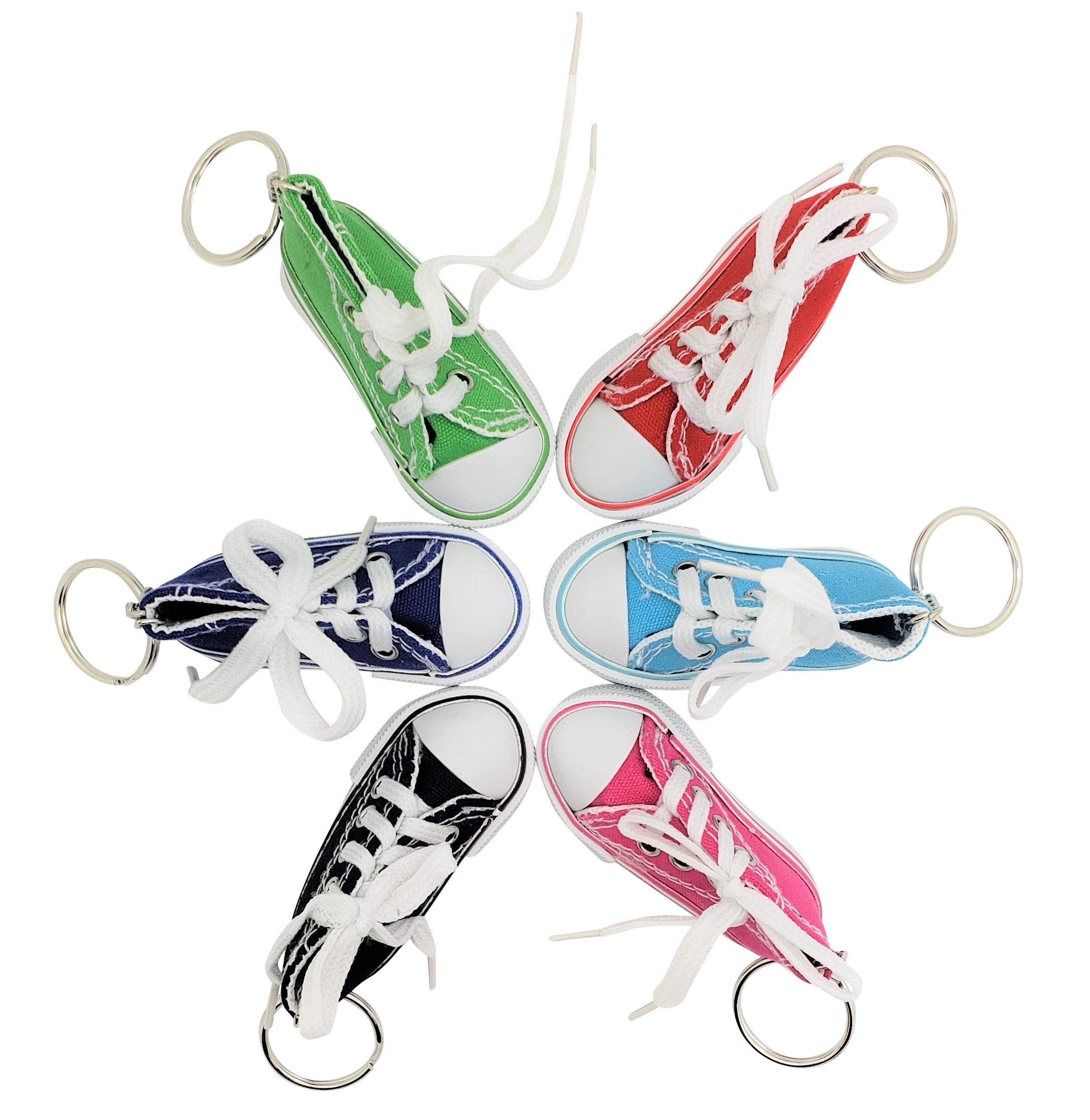 Zugar Land 12 Pack Random Colors. Miniature Sneaker Shoes Keychains (3") 6 Colors: Pink, Light Blue, Green, Red, Blue, Black. Backpacks, Key Chains (12 Pack - Random Colors)