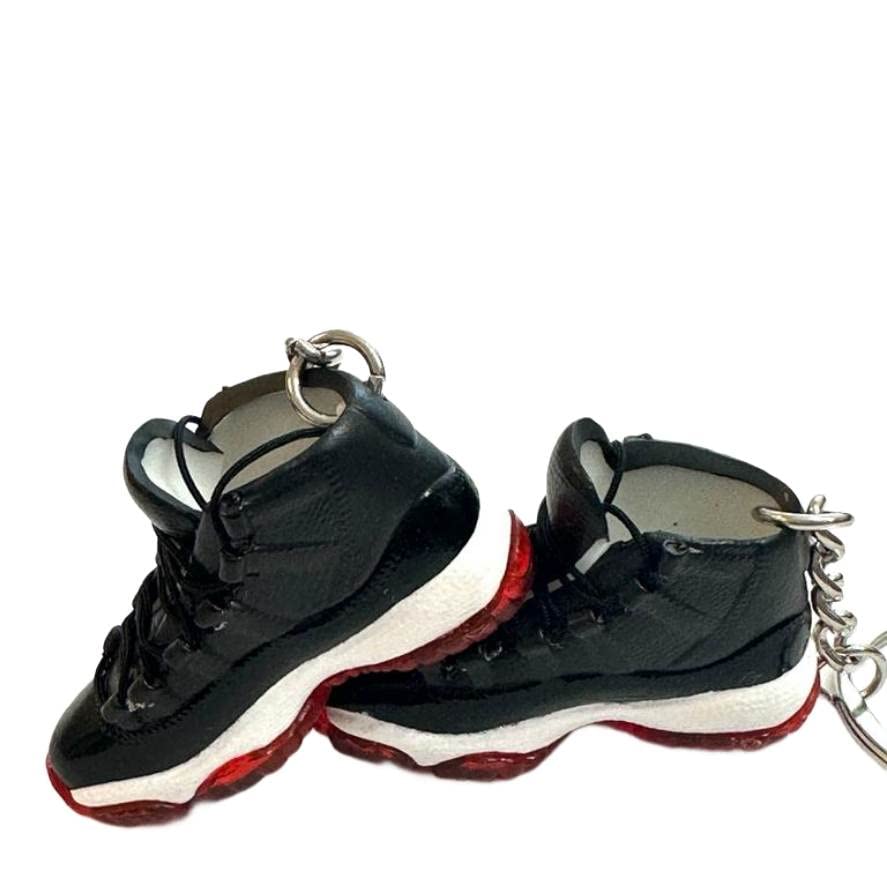 Mini Shoes Keychain Pair or Single With or Without The Box, Mini Kicks, Mini Sneaks, Black 11s Mini Kicks Shoes Keychains (Pair No Box)