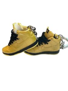 mini shoes keychain pair or single with or without the box, mini kicks, mini sneaks, golds 1s mini kicks shoes keychains (pair no box)