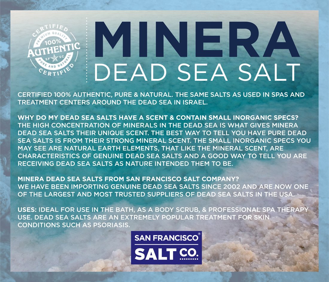 Minera Dead Sea Salt, 100% Pure & Natural, (3 x 5 lbs.) Fine Grain (0-1.7 -4mm) Bulk Bag, Easily Dissolving Dead Sea Salts for Soaking & Bathing, Skin Nourishing Fine Sea Salt, Unscented