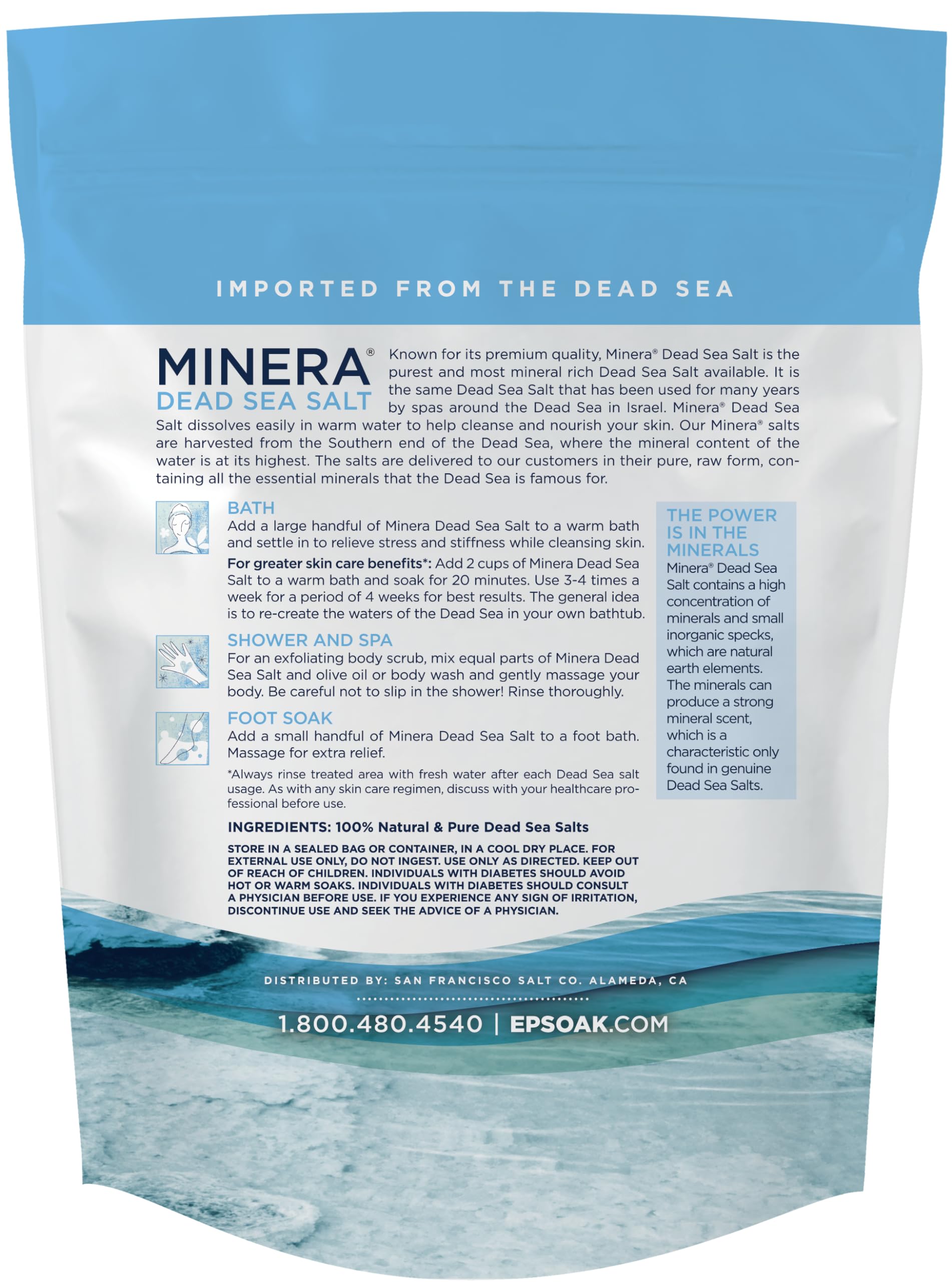 Minera Dead Sea Salt, 100% Pure & Natural, (3 x 5 lbs.) Fine Grain (0-1.7 -4mm) Bulk Bag, Easily Dissolving Dead Sea Salts for Soaking & Bathing, Skin Nourishing Fine Sea Salt, Unscented