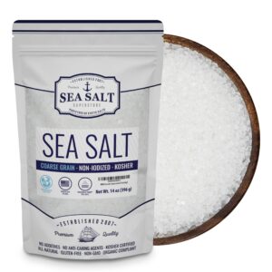 sea salt for grinder refill, coarse grain kosher salt, organic compliant baja sea salt, mineral rich salt for cooking - 14 oz bag