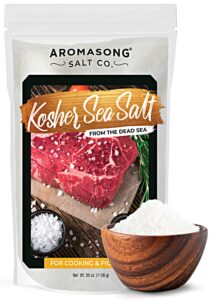 aromasong 100% natural sea salt, kosher salt grain, large bulk 2.43 lb resealable bag, all natural, unrefined, gluten free, grinder refill, sea salt for daily cooking or to use as pickling salt…