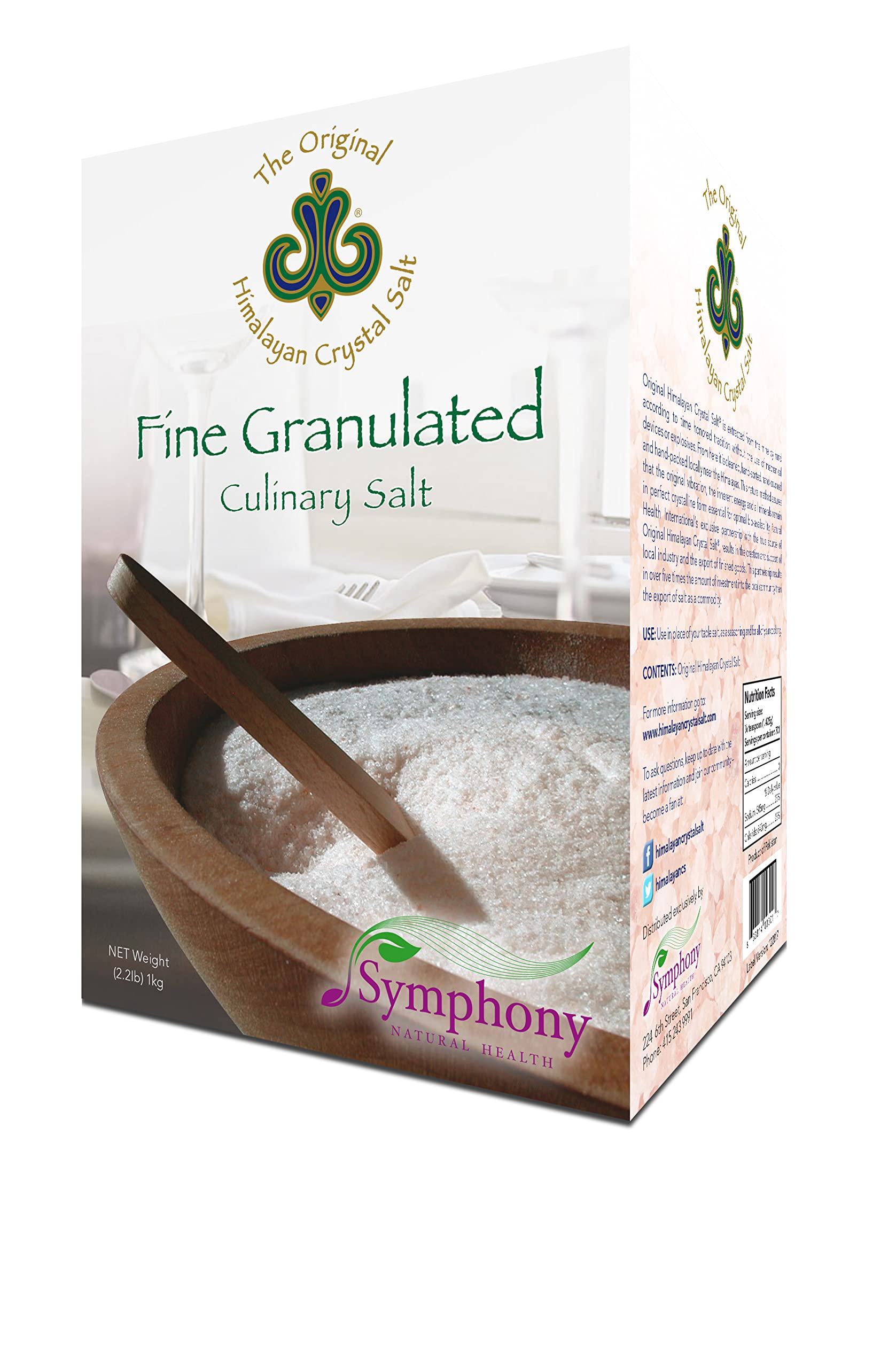 Original Himalayan Salt Crystal - Fine Granulated Culinary Salt for Cooking, Food Preparation and Health with 84 Trace Minerals - 2.2lb (1kg)