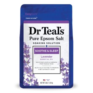 dr teal's epsom salt soaking solution, soothe & sleep, lavender, 3lbs (packaging may vary)