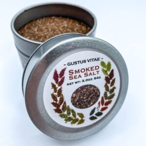 Natural Smoked Sea Salt | Non GMO Verified | Magnetic Tin | Finishing Salt | 3.0oz | Crafted In Small Batches By Gustus Vitae | #24